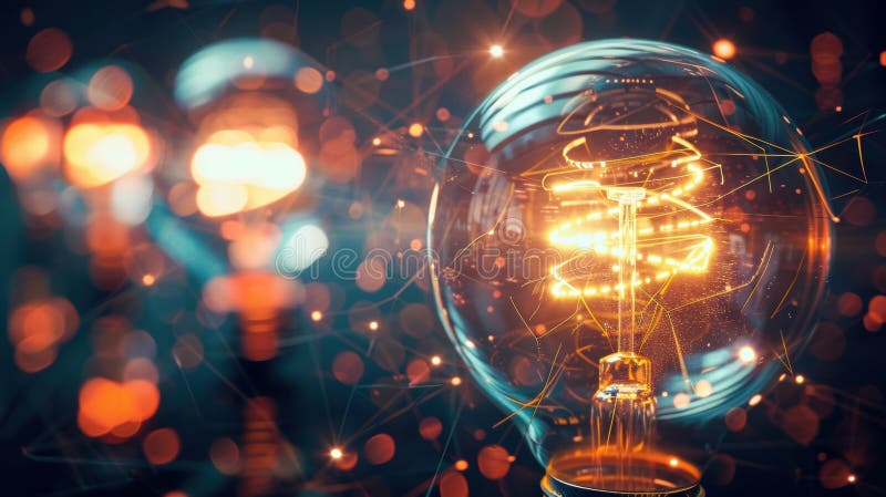 Electric Energy Currents Glowing with Intense Light Effects Stock Photo ...