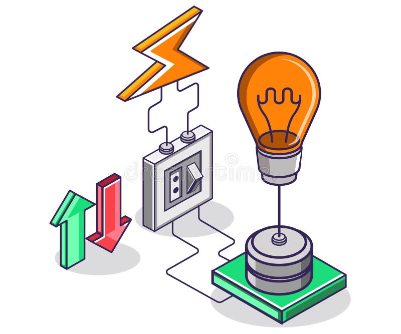 Electric Energy Light Switch in Flat Isometric Art Illustration Stock ...