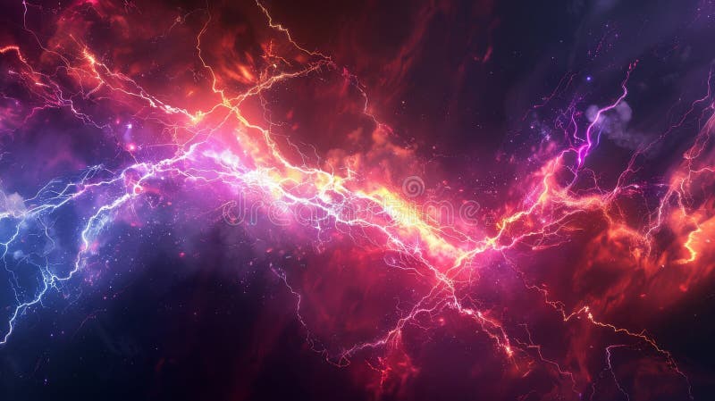 Electric Energy Lightning Storm in Cosmic Background with Vibrant and ...