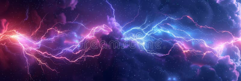 Electric Energy Lightning Storm in Cosmic Background with Vibrant and ...