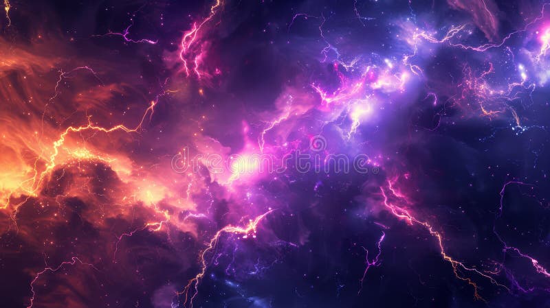 Electric Energy Lightning Storm in Cosmic Background with Vibrant and ...