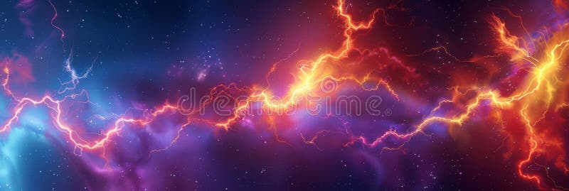 Electric Energy Lightning Storm in Cosmic Background with Vibrant and ...