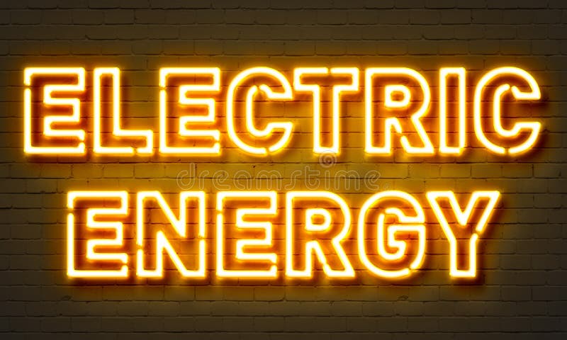 Energy Neon Sign with Glowing Cable Stock Illustration - Illustration ...