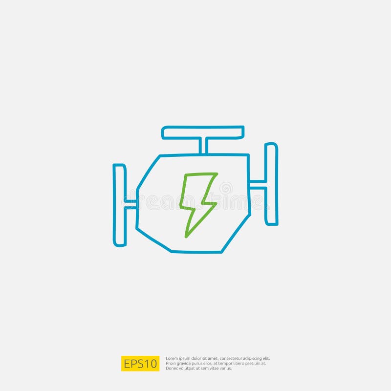 Electric Engine Machine Doodle Icon. Electrical Vehicle Sign Symbol ...