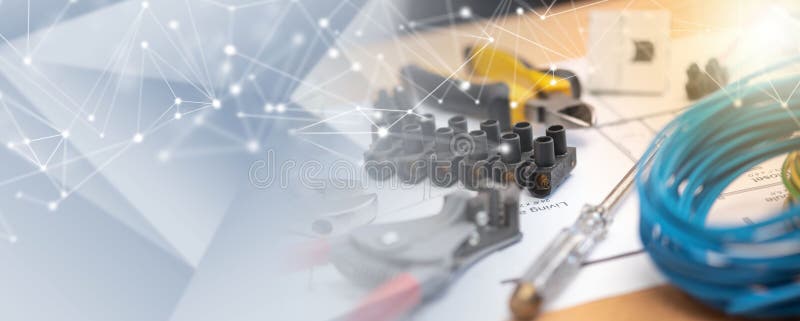 Electric Equipment Concept. Panoramic Banner Stock Image - Image of ...