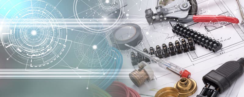 Electric Equipment Concept Panoramic Banner Stock Image - Image of ...