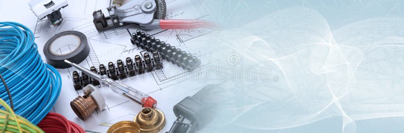 Electric Equipment Concept. Panoramic Banner Stock Image - Image of ...