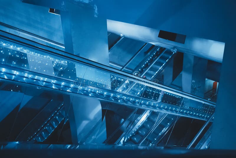 Electric Escalators in Metro in Italy Stock Photo - Image of elevator ...