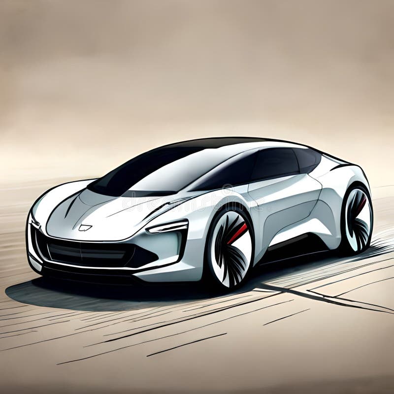 Electric Evolution: an AR Windshield Concept Car Stock Illustration ...