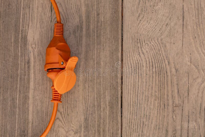 Electric Extension Cord and Power Connection in the Garden Stock Photo ...