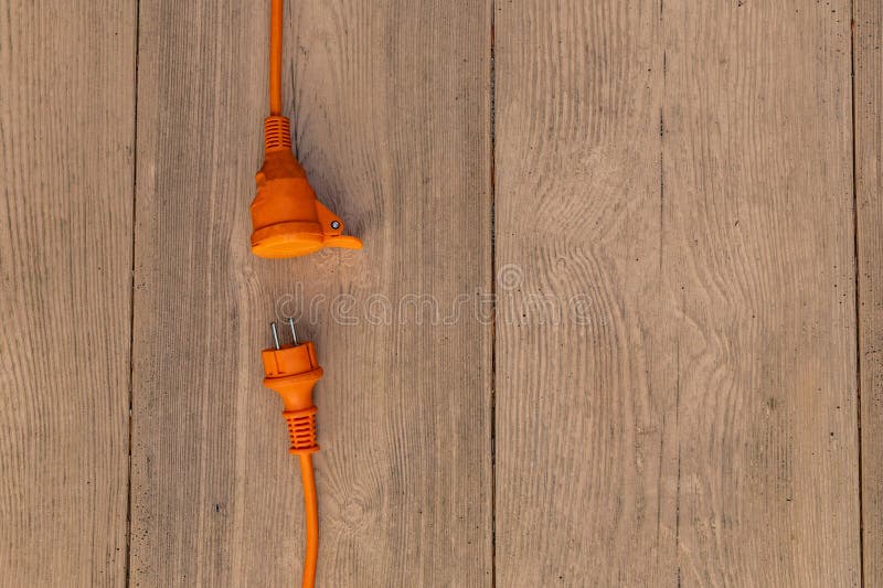 Electric Extension Cord and Power Connection in the Garden Stock Image ...