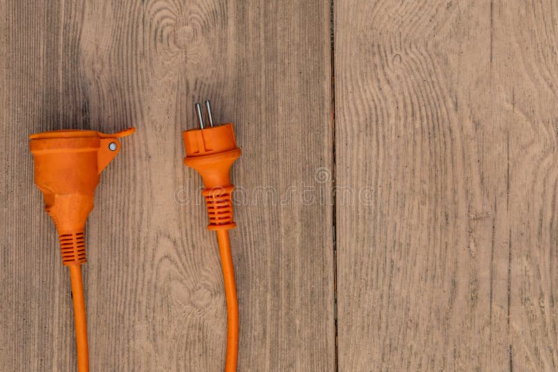 Electric Extension Cord and Power Connection in the Garden Stock Photo ...