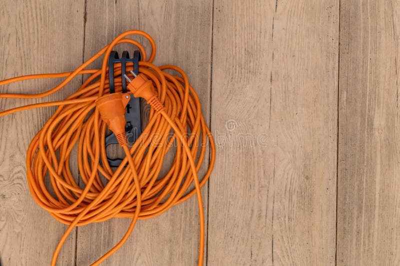 Electric Extension Cord and Power Connection in the Garden Stock Image ...