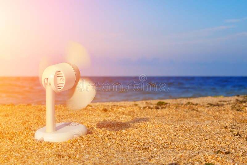 Electric Fan Blowing on the Beach Stock Photo - Image of rest, dirty ...