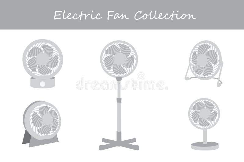 Electric Fan Collection in Different Poses. Vector Illustration Stock ...