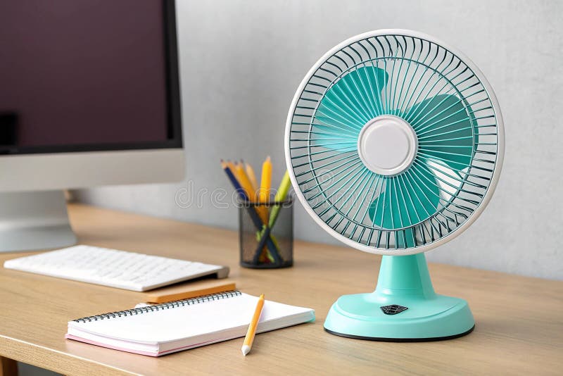 Electric Fan. Desk Fan Cartoon. Electric Table, Stroke Office ...