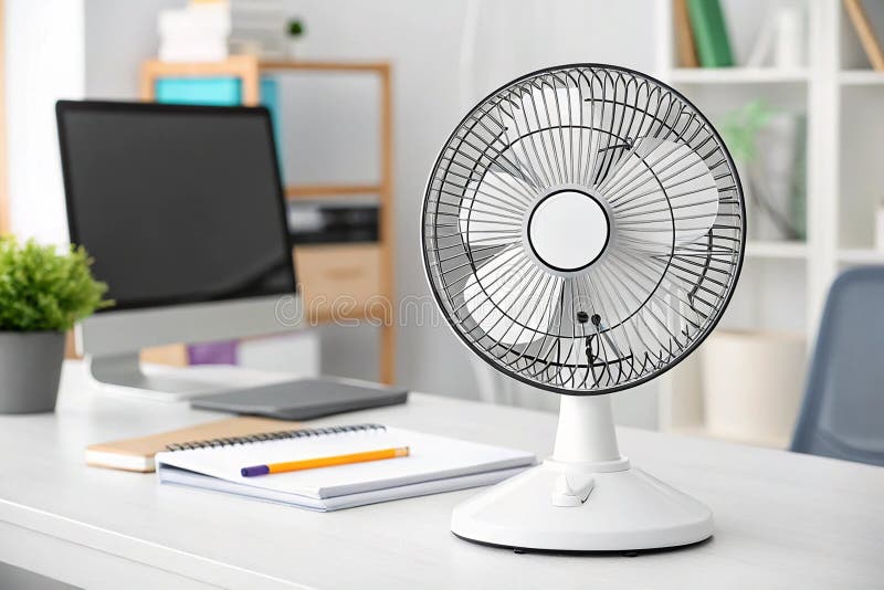Electric Fan. Desk Fan Cartoon. Electric Table, Stroke Office ...