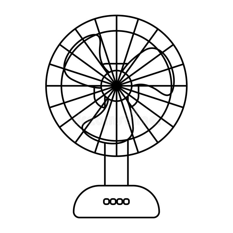 Electric Fan Outline Illustration on White Background Doodle Stock ...