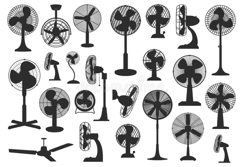 Electric Fans on Isolated Vector Silhouette Stock Illustration ...