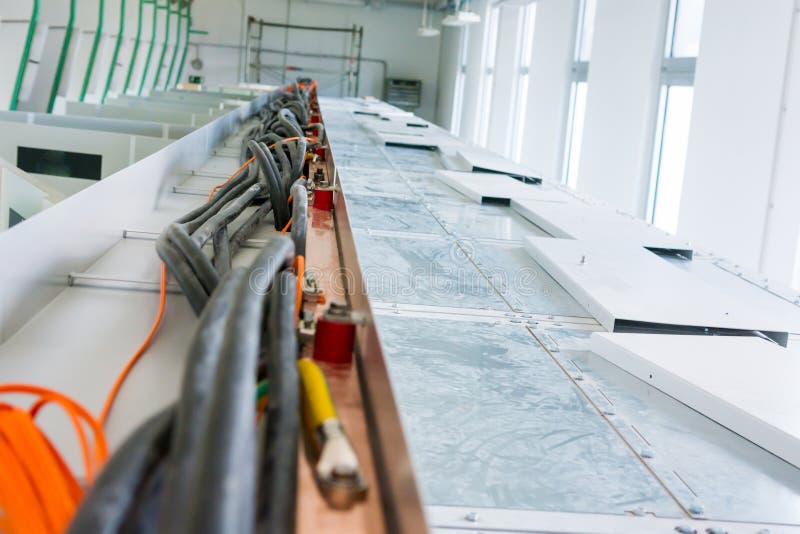 Electric and Fiber Optic Cables. Stock Image - Image of plant ...