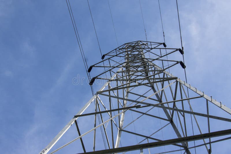 Electric Field Tower with Blue Skyline Stock Image - Image of danger ...