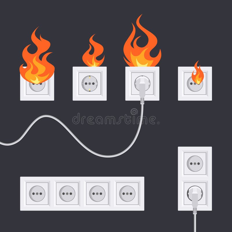 Electric Fire Concept in Flat Style, Vector Stock Vector - Illustration ...