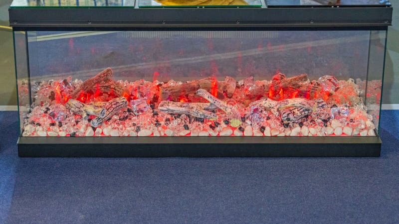 Electric Fireplace Coffee Table Stock Image - Image of modern, room ...