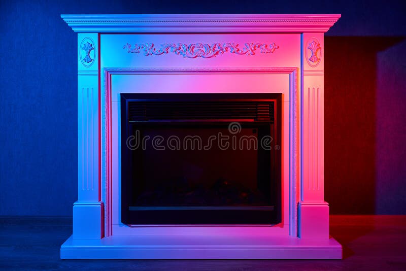 Electric Fireplace in Interior Stock Image - Image of inside, living ...
