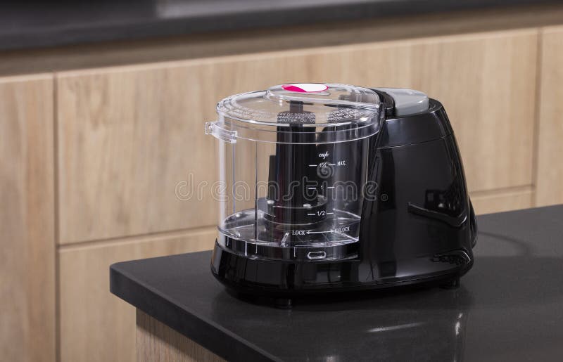 Electric Food Processor in the Kitchen Stock Photo - Image of black ...