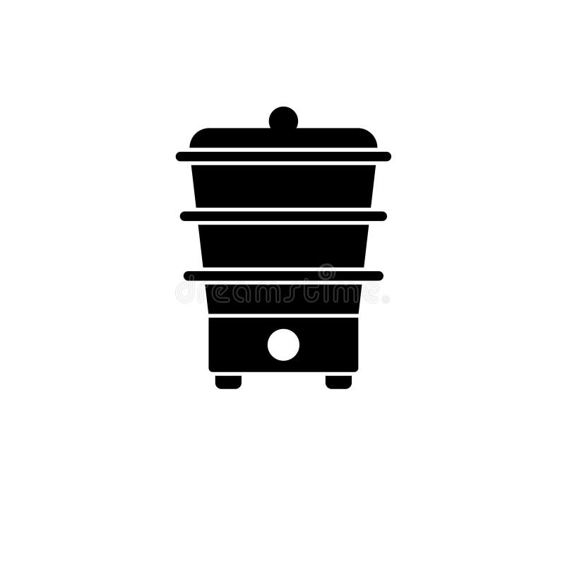 Electric Food Steamer, Steam Cooker Solid Flat Vector Icon Isolated on ...