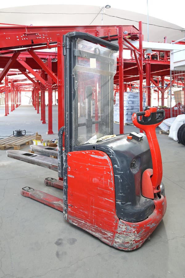 Red Forklift stock image. Image of commercial, transport - 109836471