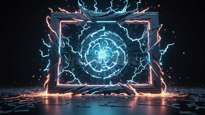 Electric Frame with Circular Core, Showcasing Digital Energy and ...