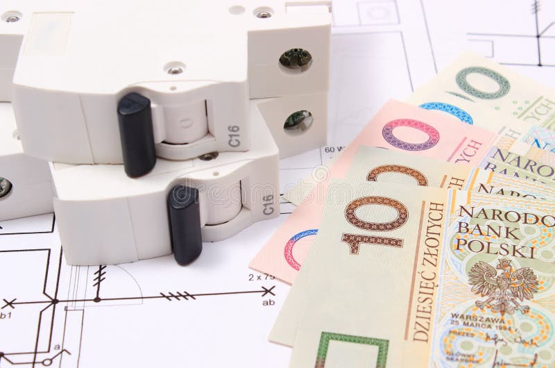 Electric Fuse and Money on Electrical Drawing, Energy Concept Stock ...