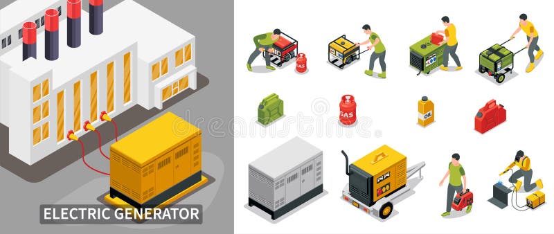 Electric Generator Composition Stock Vector - Illustration of elements ...