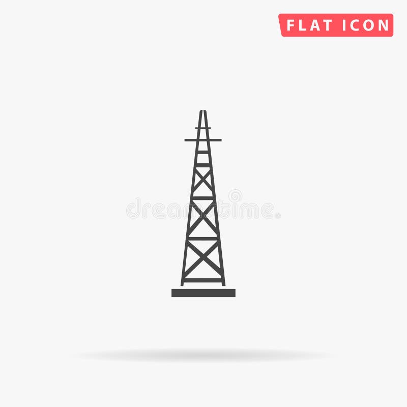 Electric Geodetic Tower Flat Vector Icon. Hand Drawn Style Design ...