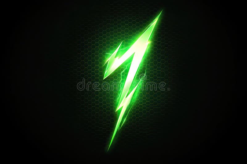 Glowing Green Lightning Bolt Stock Illustration - Illustration of digit ...