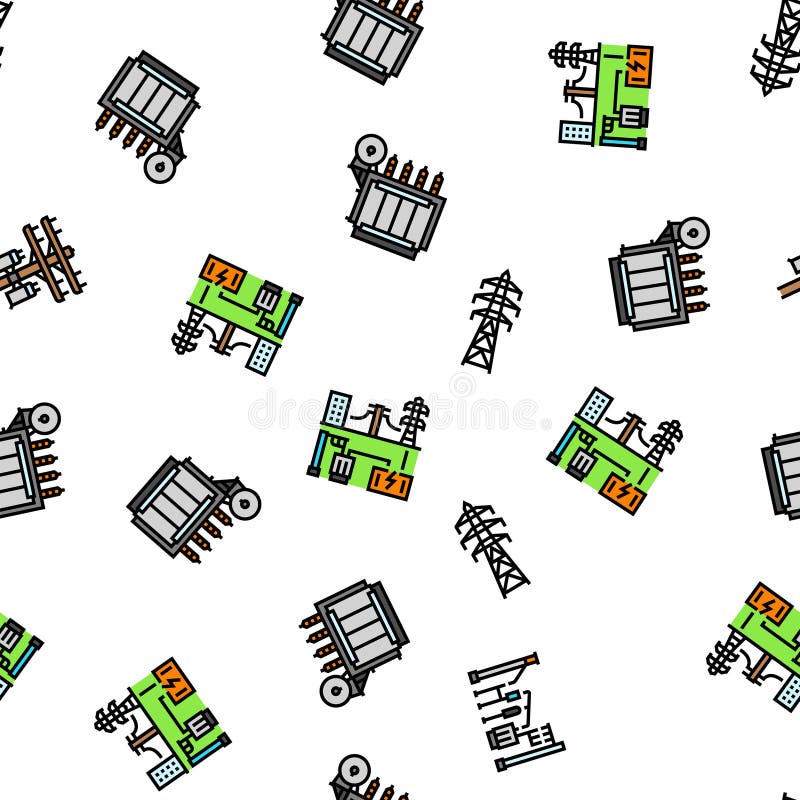 Electric Grid Energy Power Seamless Pattern Vector Stock Illustration ...