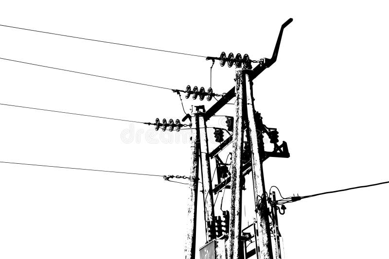 Electric Grid Infrastructure Black and White Isolated Stock Vector ...