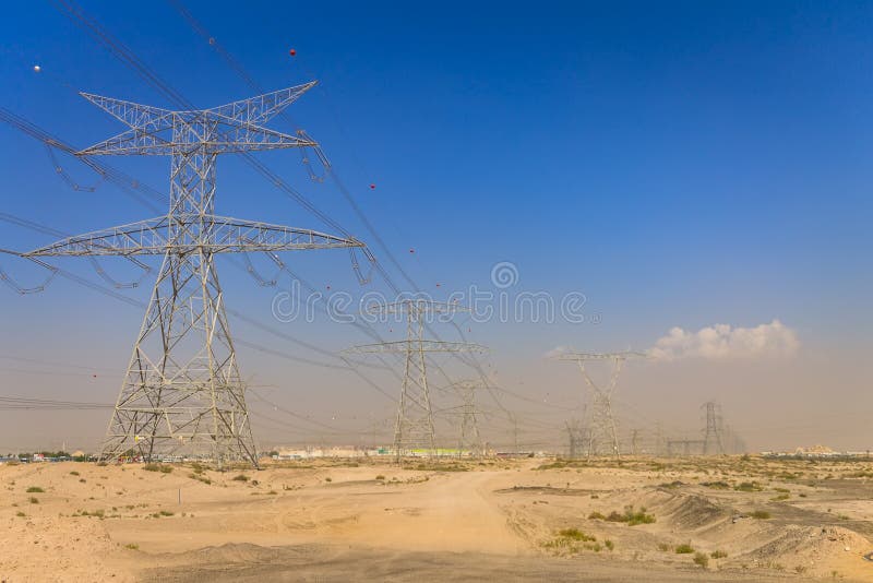Electric Power Lines In Desert Stock Image - Image of lattice, project ...