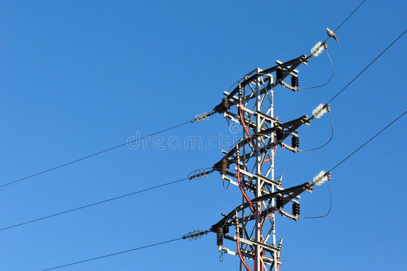 Electric AC Grid High Voltage Transmission Towers Stock Photo - Image ...