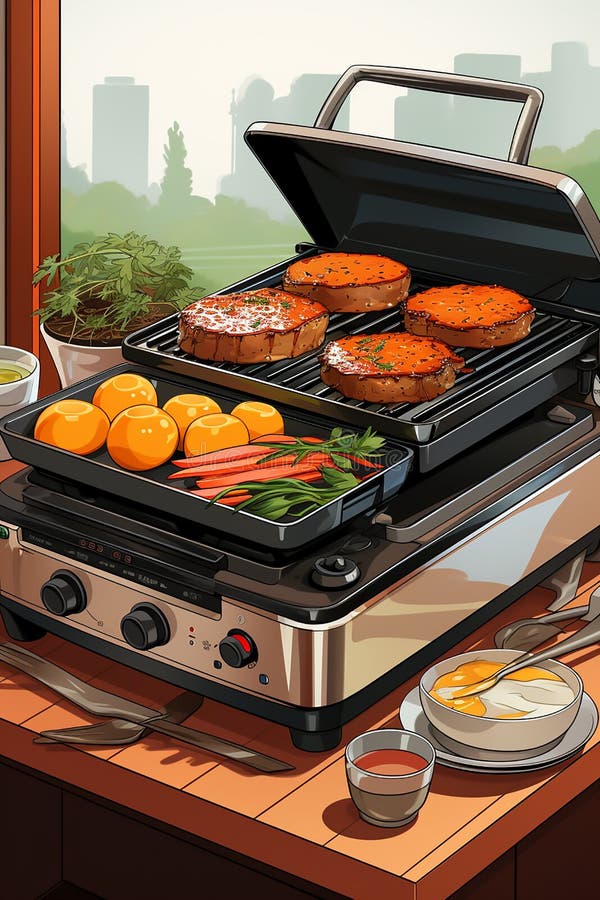 Electric Griddle stock illustration. Illustration of versatile - 296378150