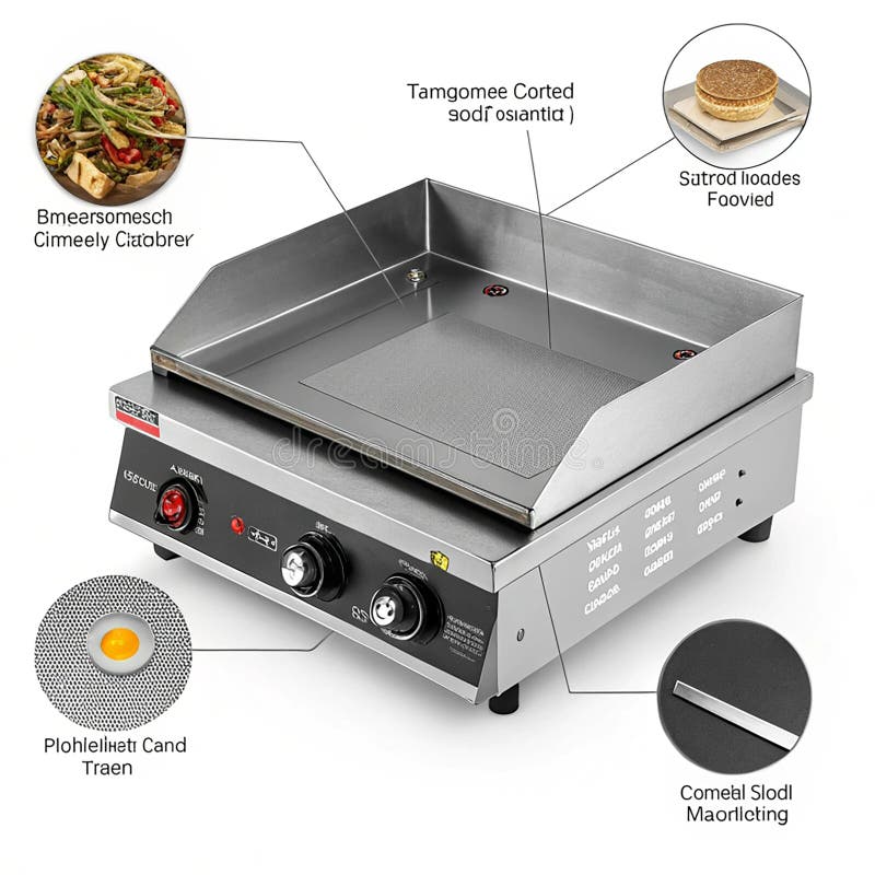Electric Griddle with Temperature Control Stock Illustration ...