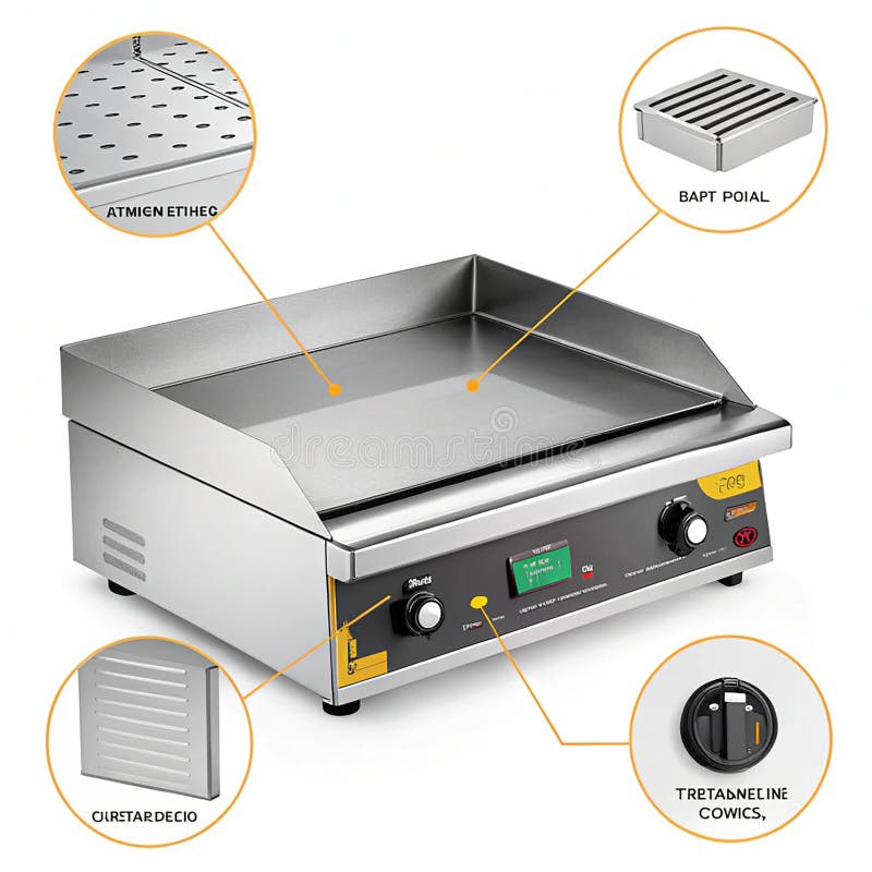 Electric Griddle with Temperature Control Stock Illustration ...