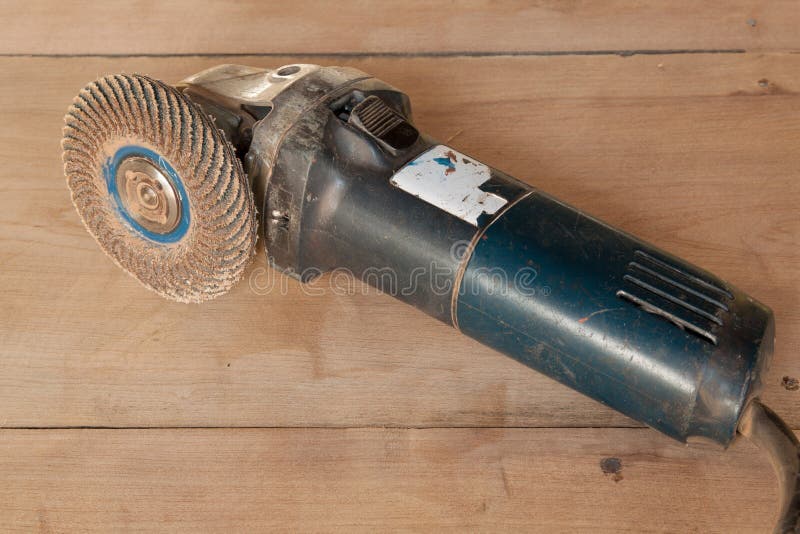 Electric Grinder Machine on Wooden Table Stock Photo - Image of messy ...
