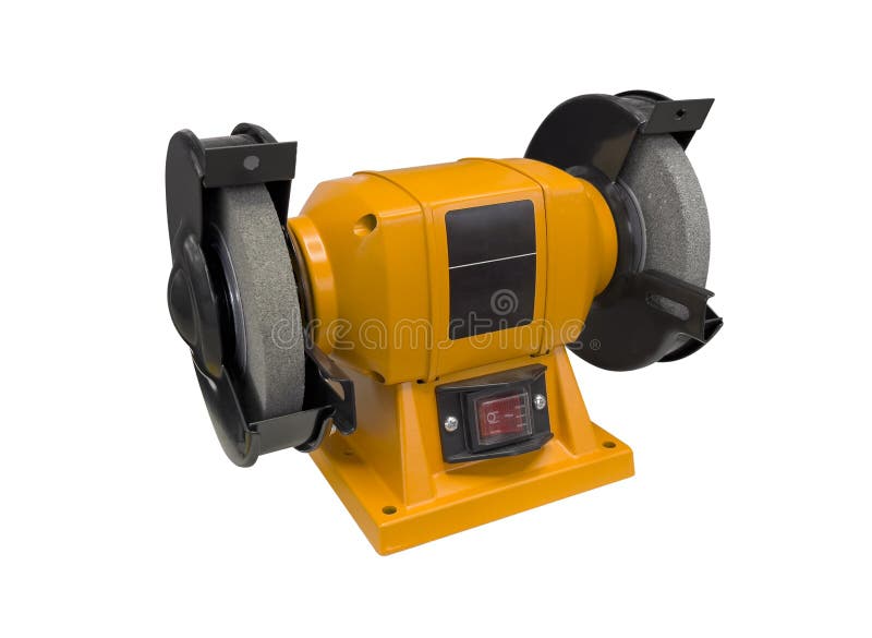 Electric Grinding Machine Isolated on White Background. Bench Grinder ...