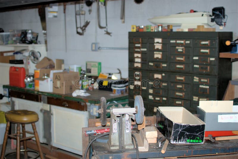Workshop Area in a Home Garage with Organisation of Tools and DIY ...