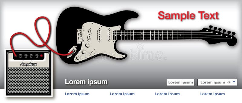 Electric guitar and banner stock vector. Illustration of ribbon - 5112949