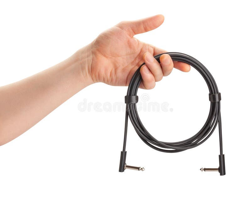 Electric Guitar Cable in Hand Stock Image - Image of plug, audio: 275850965