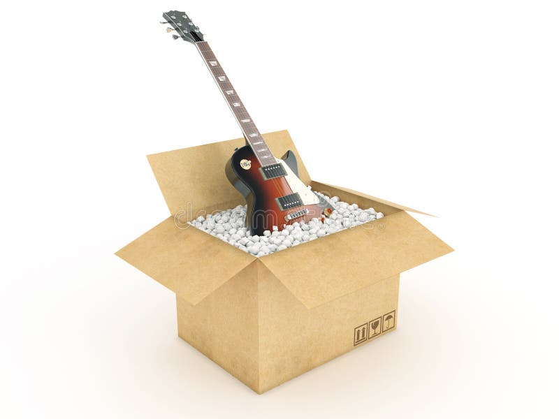 Electric Guitar In Cardboard Box Stock Illustration - Illustration of ...
