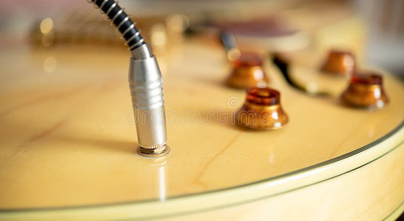 Electric Guitar Connected Plug in Cable Output Jack Close Up Stock ...